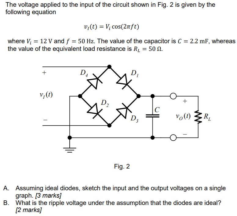 Solved The voltage applied to the input of the circuit shown | Chegg.com