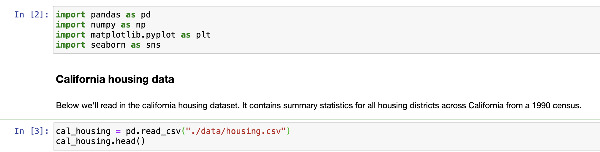 Solved California housing data Below we'll read in the | Chegg.com