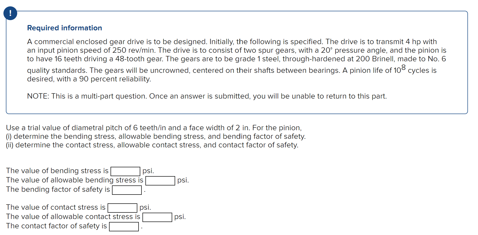 Solved Required information A commercial enclosed gear drive | Chegg.com