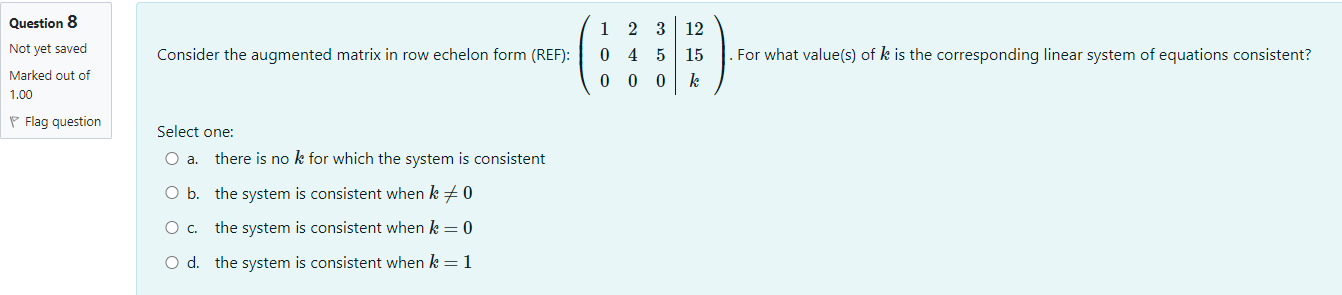 Solved Consider the augmented matrix in row echelon form | Chegg.com