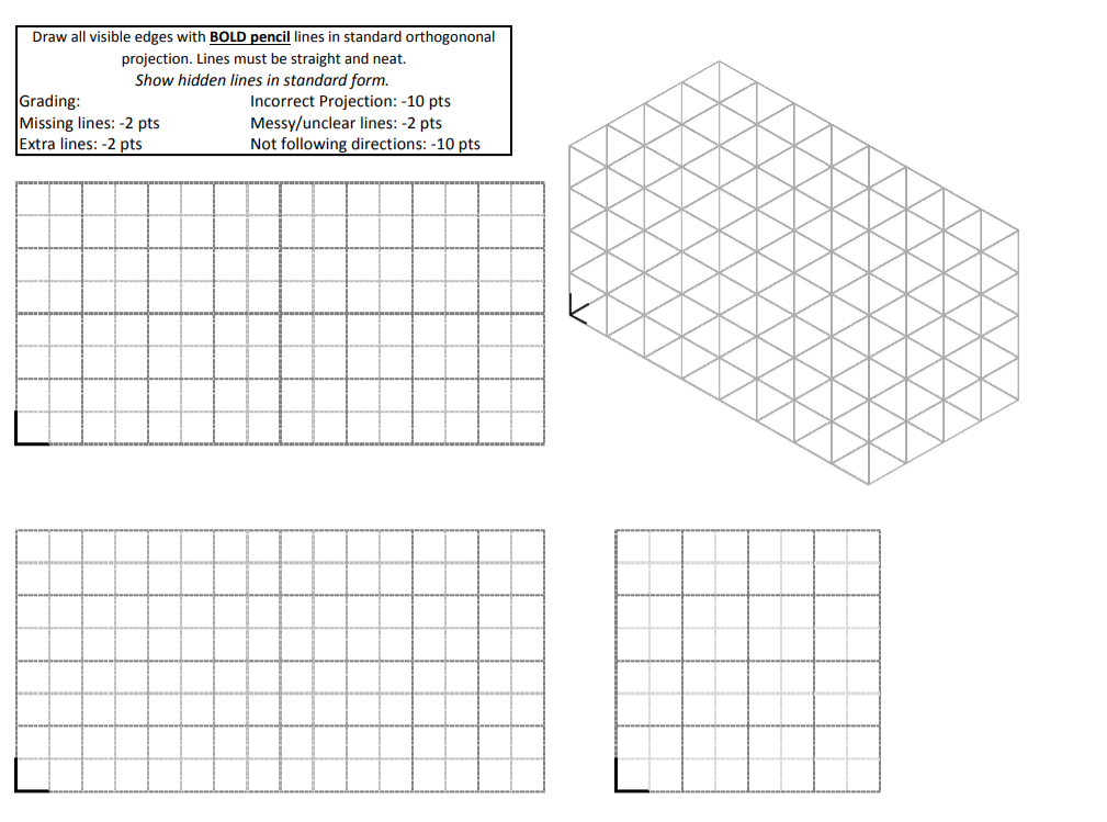 Solved 7 Draw all visible edges with BOLD pencil lines in | Chegg.com