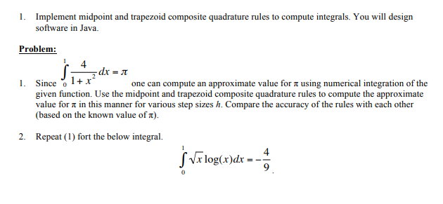 Solved 1. Implement midpoint and trapezoid composite | Chegg.com