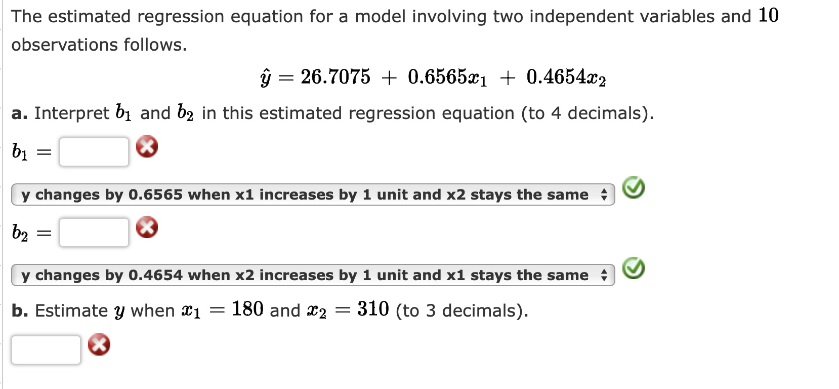 Solved The estimated regression equation for a model | Chegg.com
