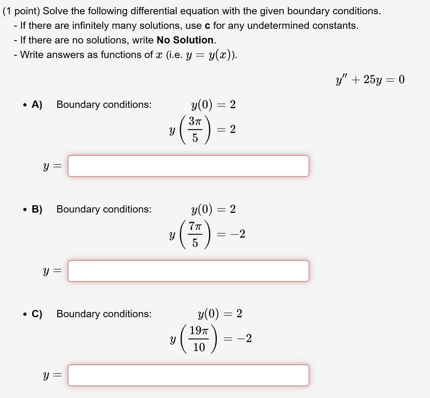 Solved (1 ﻿point) ﻿Solve the following differential equation | Chegg.com