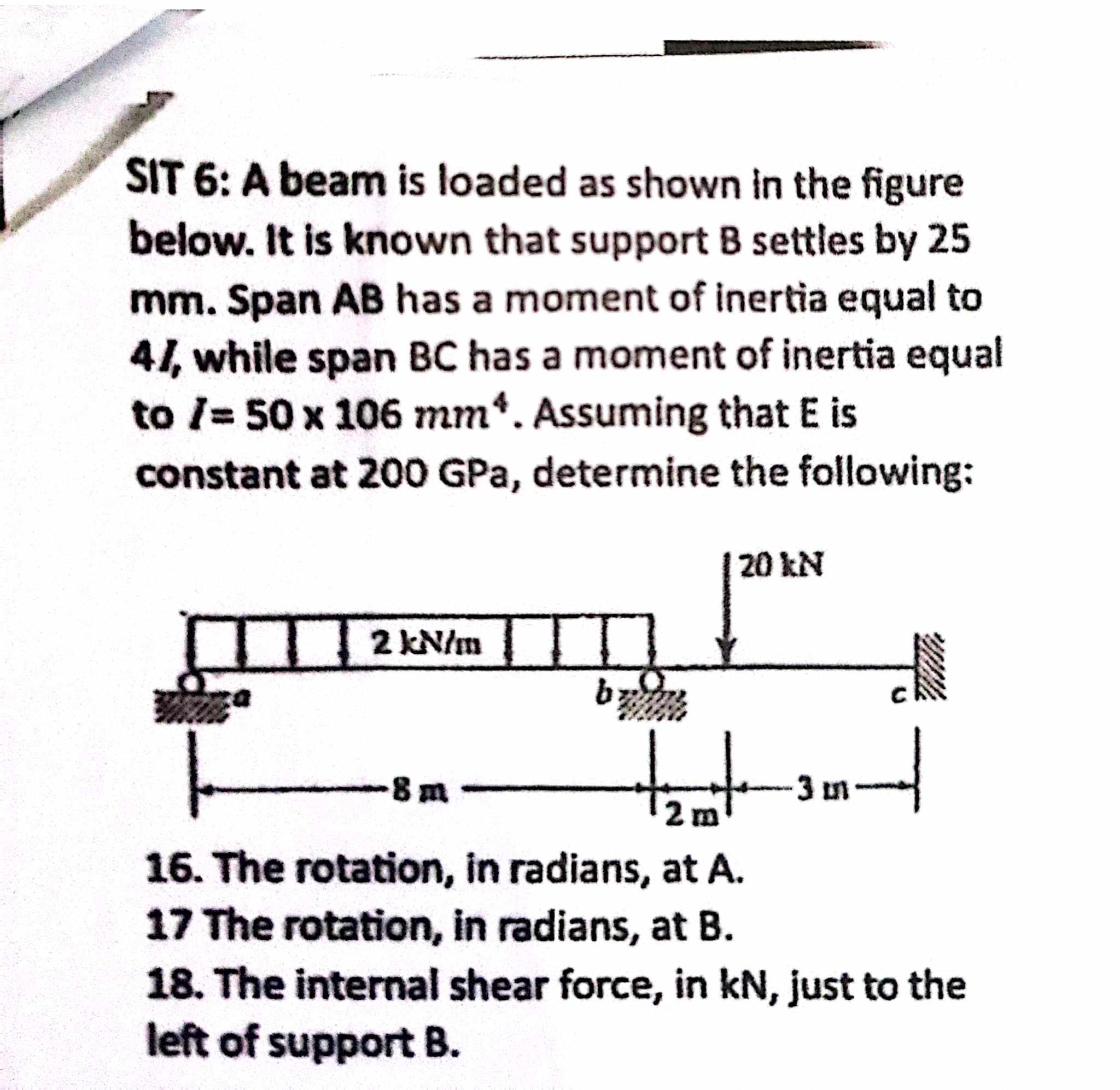Solved SIT 6: A beam is loaded as shown in the figurebelow. | Chegg.com