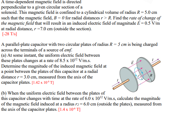 Solved A time-dependent magnetic field is directed | Chegg.com