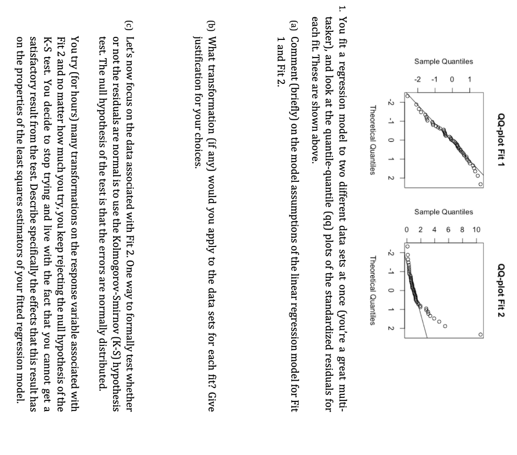 You fit a regression model to two different data sets | Chegg.com