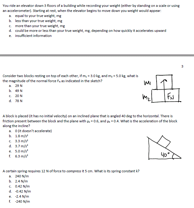Solved You ride an elevator down 3 floors of a building | Chegg.com