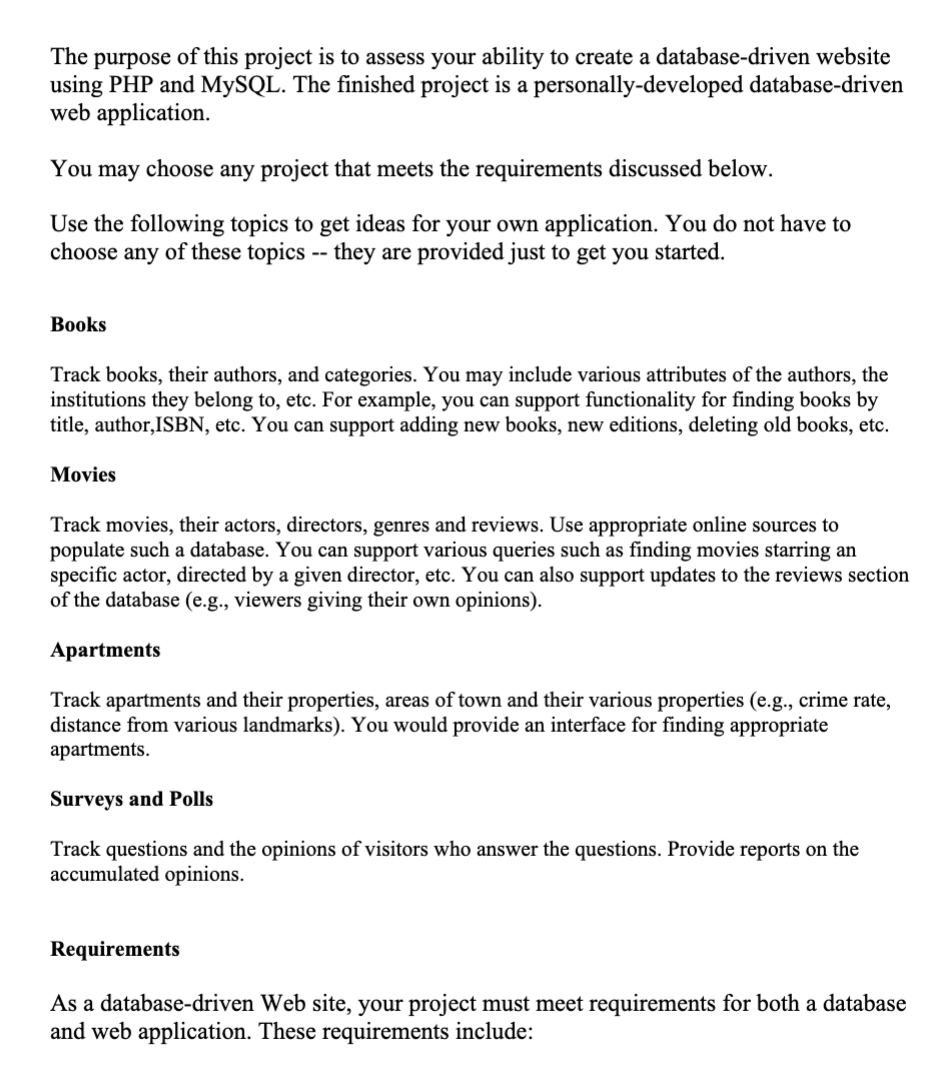 Solved The purpose of this project is to assess your ability | Chegg.com