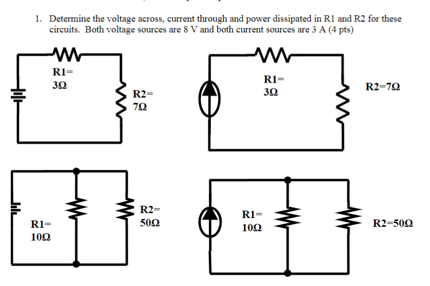 Solved 1. Determine the voltage across, current through and | Chegg.com
