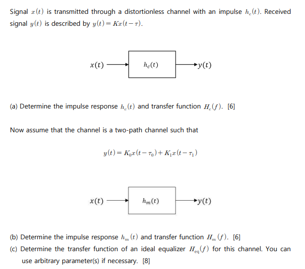 Solved Signal x(t) is transmitted through a distortionless | Chegg.com