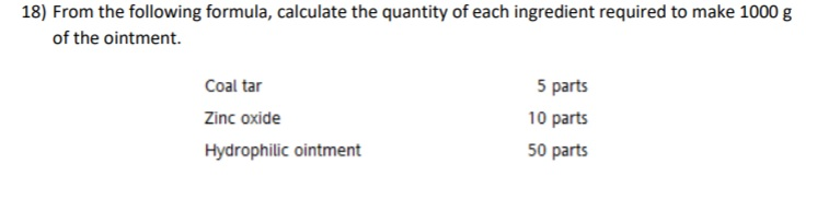 Solved 18) From the following formula, calculate the | Chegg.com