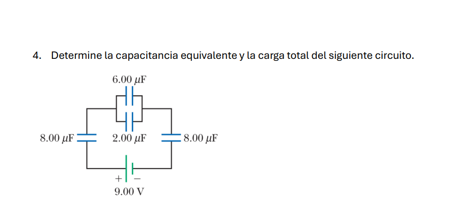 Solved Determine la capacitancia equivalente y la carga | Chegg.com