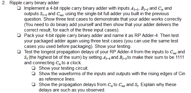 2 Ripple Carry Binary Adder Implement A 4 Bit Ripple 8487