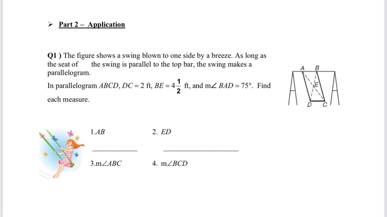 Solved > Part 2 - Application Q1 ) The figure shows a swing | Chegg.com
