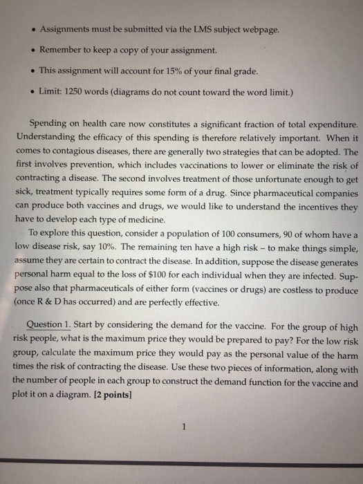 Solved e Assignments must be submitted via the LMS subject | Chegg.com