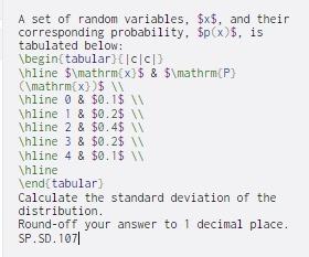 Solved A set of random variables, $x$, and their | Chegg.com
