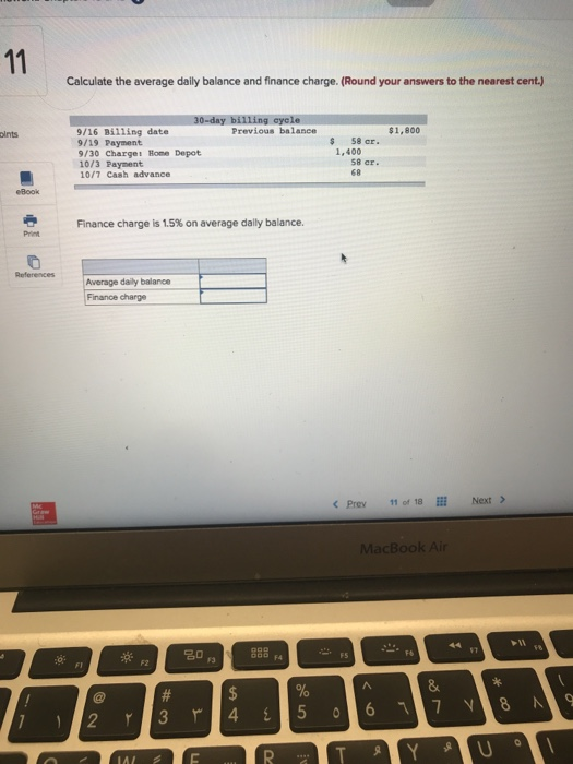 Solved Calculate the average daily balance and finance | Chegg.com