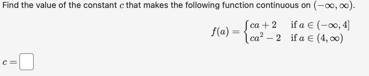 Solved Find the value of the constant c that makes the | Chegg.com