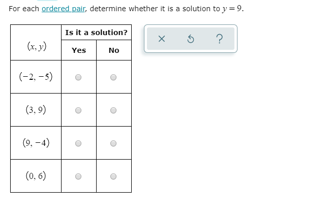 Solved For each ordered pair, determine whether it is a | Chegg.com