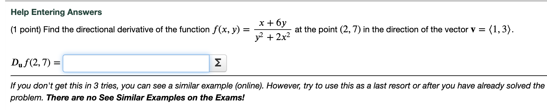 Solved Help Entering Answers (1 point) Find the directional | Chegg.com