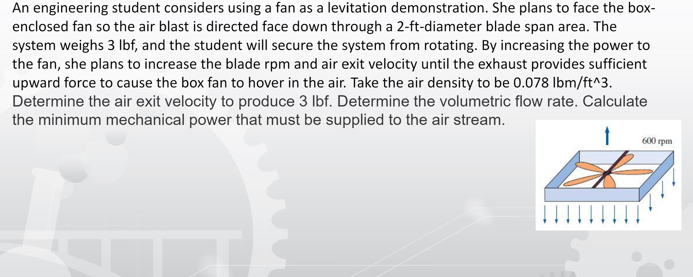 Solved An engineering student considers using a fan as a | Chegg.com