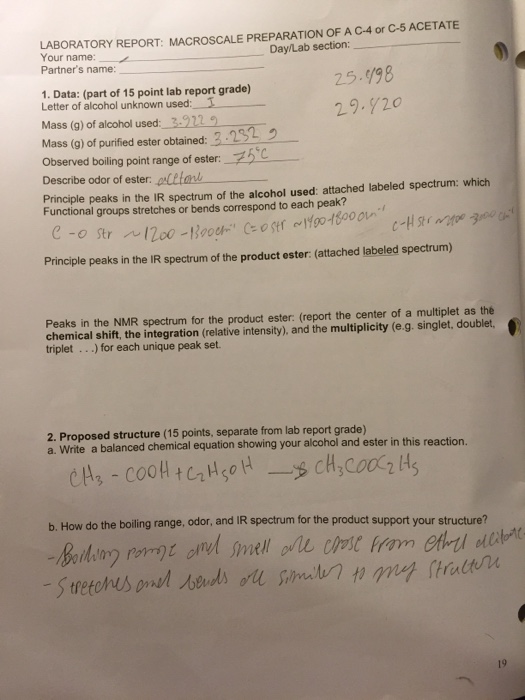 Solved LABORATORY REPORT: MACROSCALE PREPARATION OF A C-4 or | Chegg.com