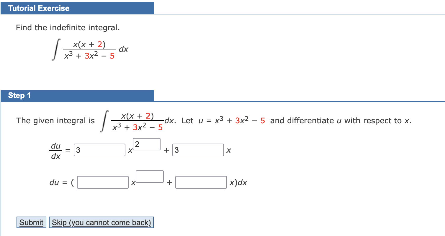 Solved Find the indefinite integral. ∫x3+3x2−5x(x+2)dx Step | Chegg.com