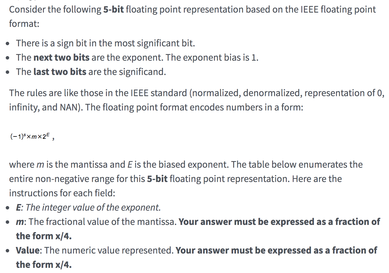 Solved Consider the following 5-bit floating point | Chegg.com