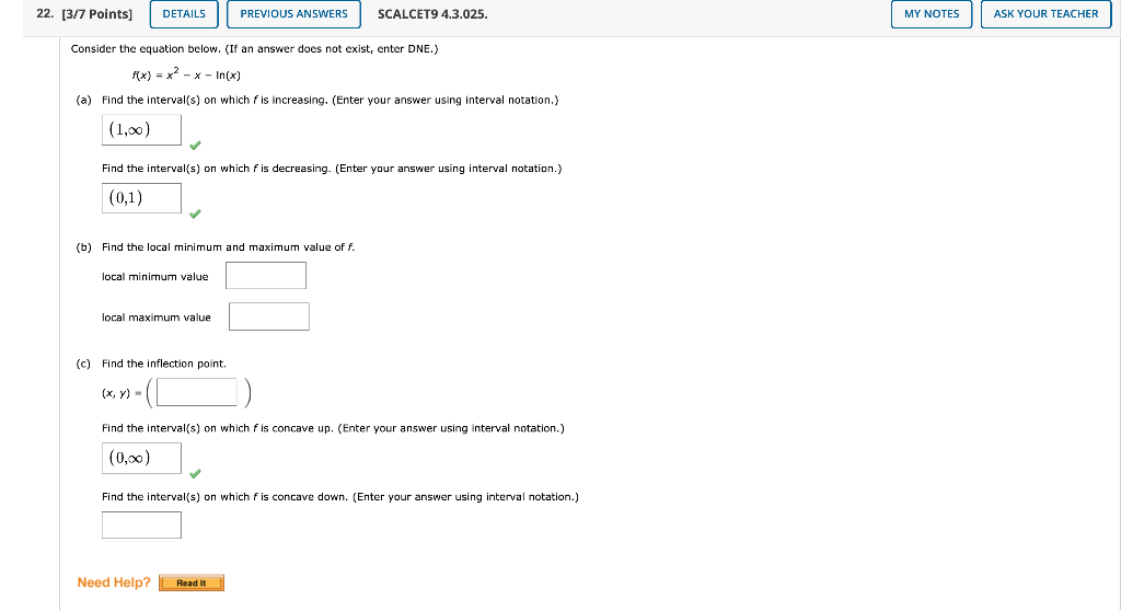 Solved 22. [3/7 Points] DETAILS PREVIOUS ANSWERS SCALCET9 | Chegg.com