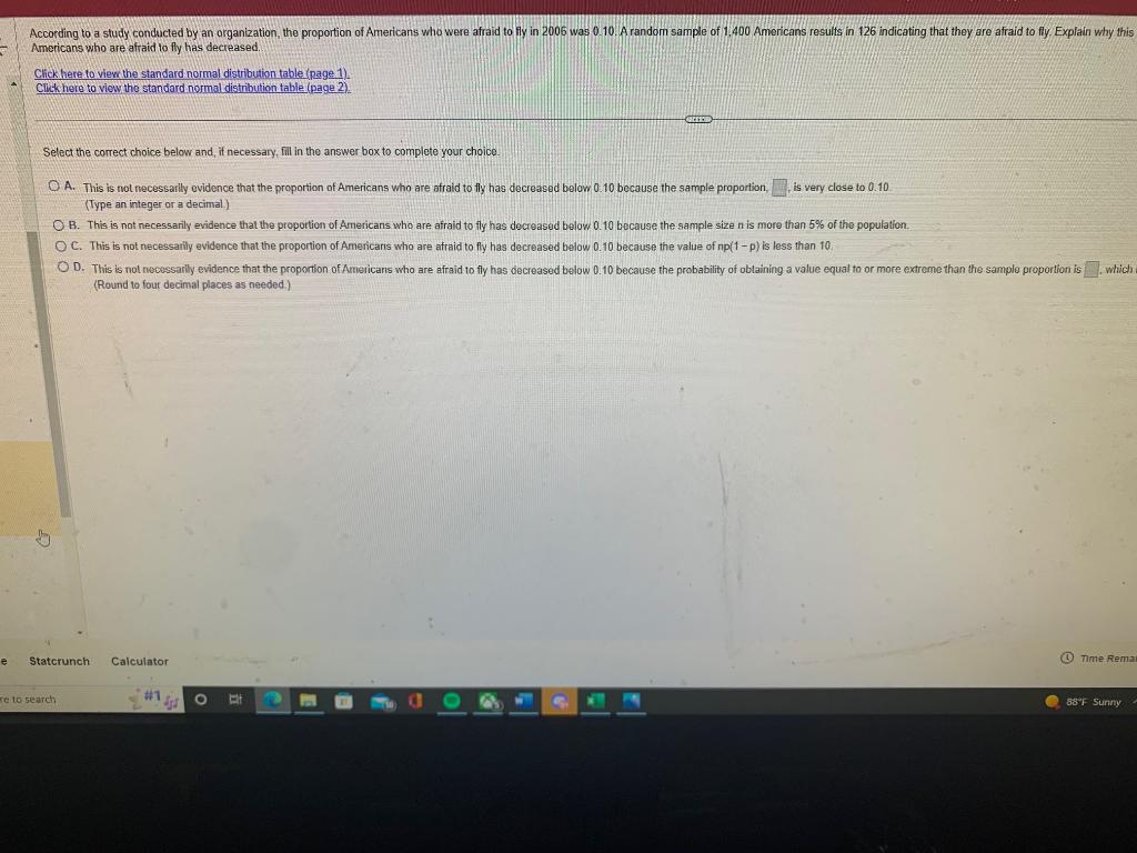 Solved Americans who are afraid to fly has decreased. Select | Chegg.com