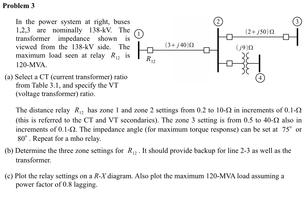 Solved USE CT RATIO 500:5 OR 100:1 USE CVT RATIO 138kV / 120 | Chegg.com