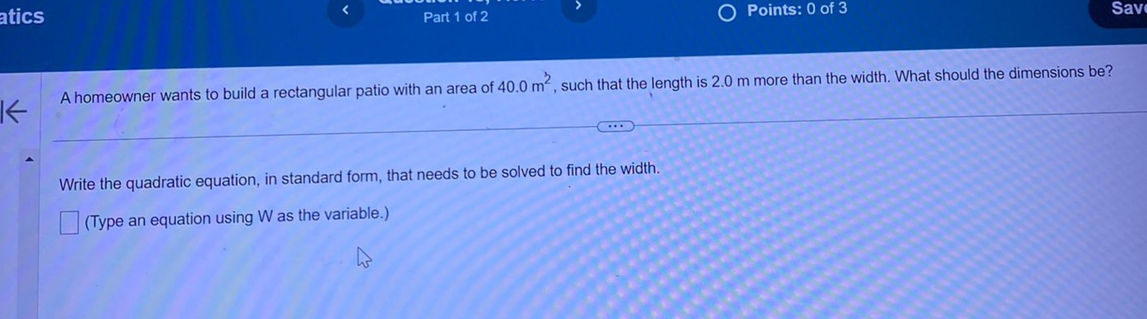 Solved A homeowner wants to build a rectangular patio with | Chegg.com