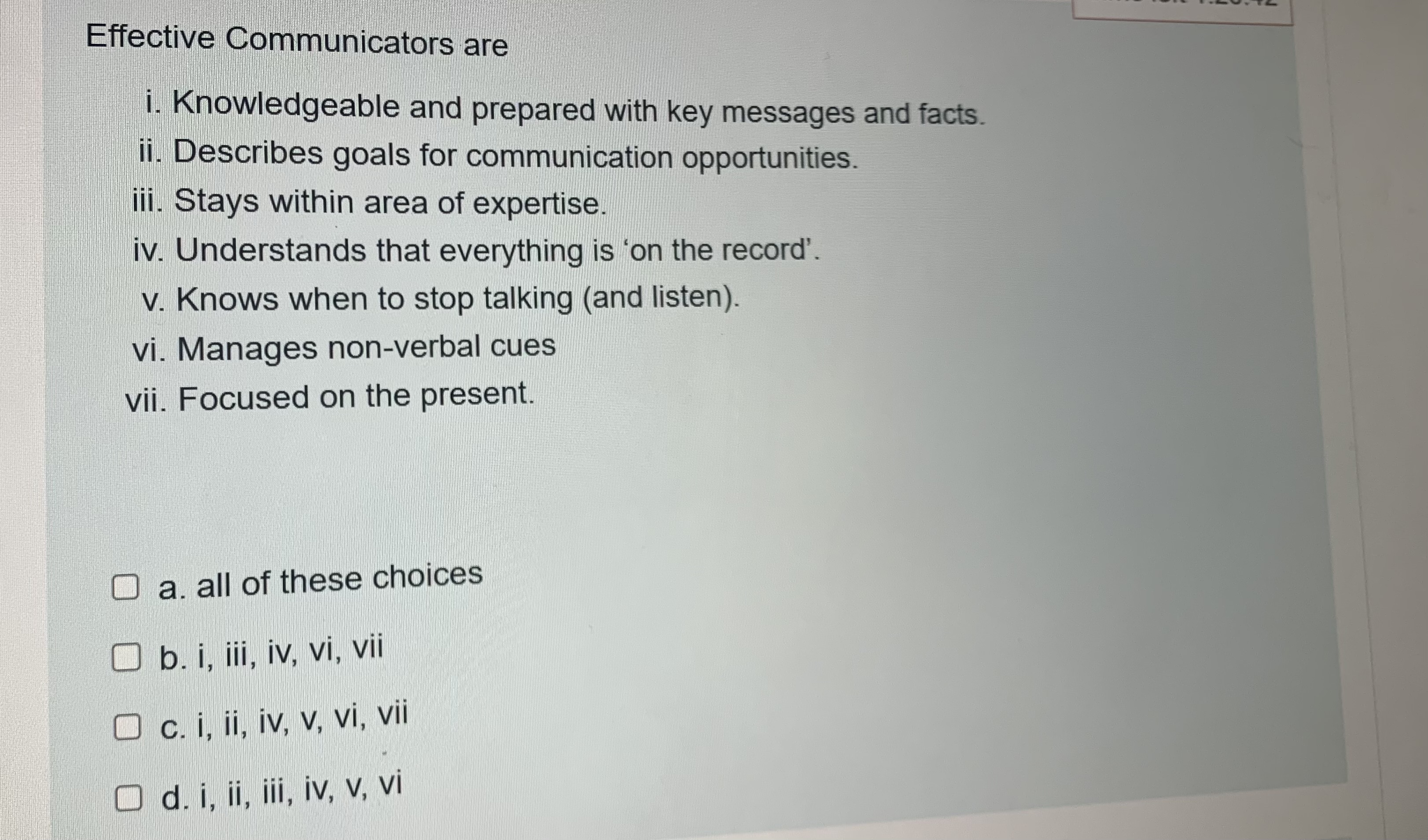 Solved Effective Communicators arei. ﻿Knowledgeable and | Chegg.com