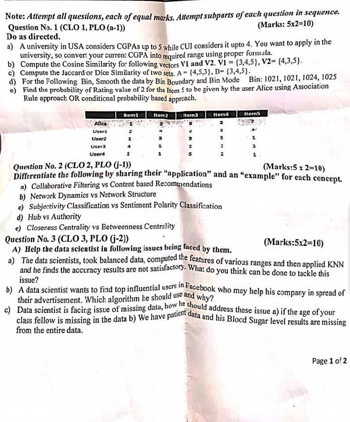 Solved Note: Attempt all questions, each of equal marks. | Chegg.com