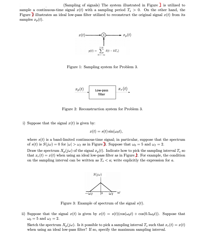 Solved (Sampling of signals) The system illustrated in | Chegg.com