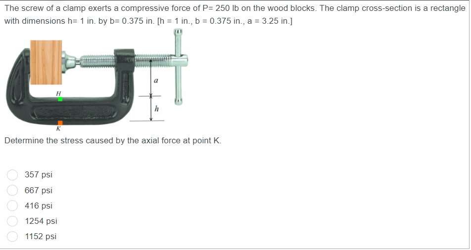 Solved The screw of a clamp exerts a compressive force of | Chegg.com