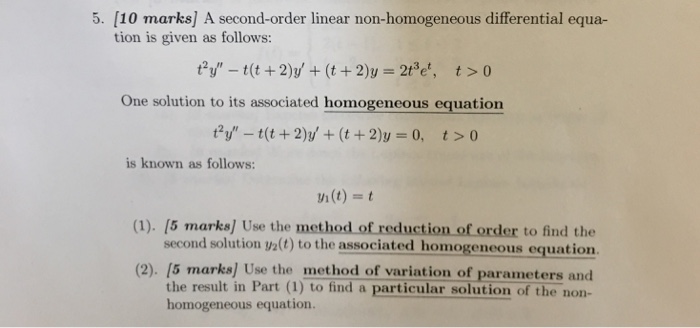 Solved A second-order linear non-homogeneous differential | Chegg.com