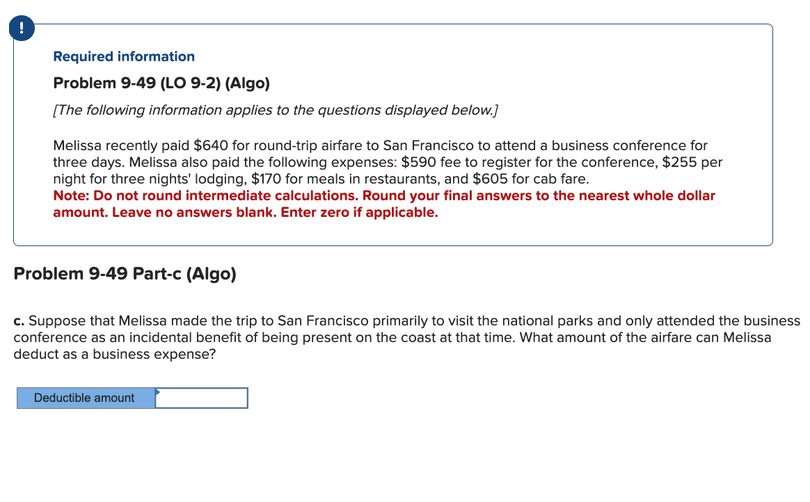 Solved Required information Problem 9-49 (LO 9-2) (Algo) | Chegg.com Solved Required information Problem 9-49 (LO 9-2) (Algo) | Chegg.com