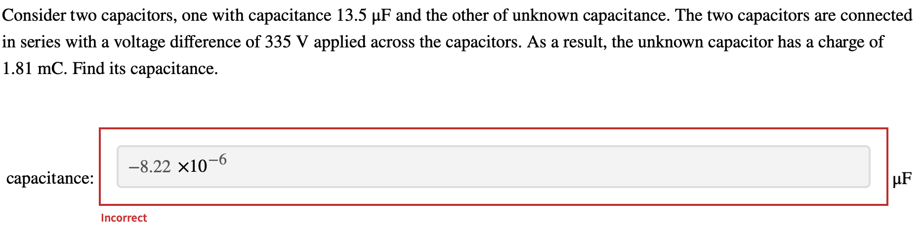 Solved Consider two capacitors, one with capacitance 13.5μF | Chegg.com