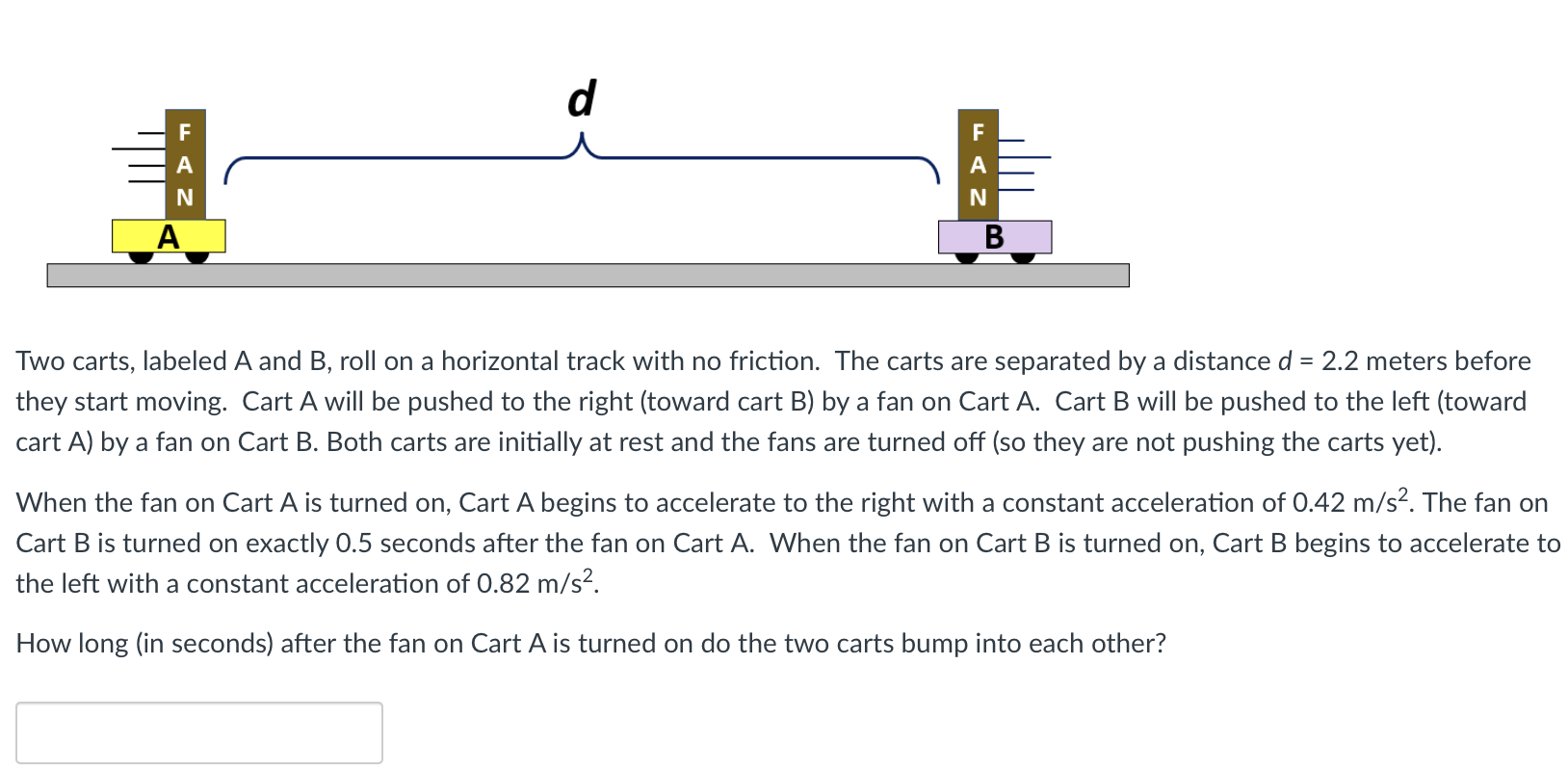 Solved d А A B a Two carts, labeled A and B, roll on a | Chegg.com