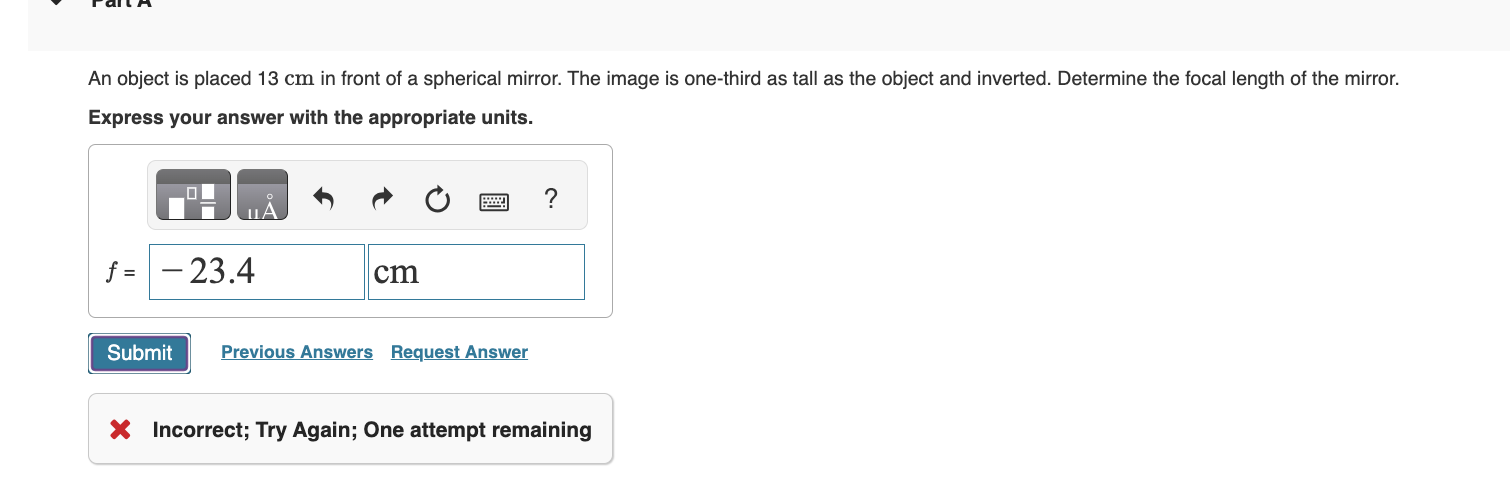 Solved An object is placed 13 cm in front of a spherical | Chegg.com