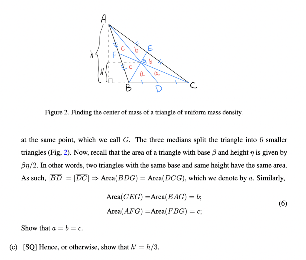 Solved 3. Center of mass of a triangle. In class, we showed | Chegg.com