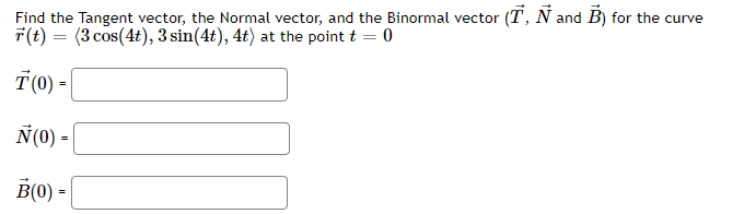 Solved Find the Tangent vector, the Normal vector, and the | Chegg.com