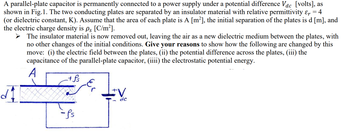 Solved A parallel-plate capacitor is permanently connected | Chegg.com