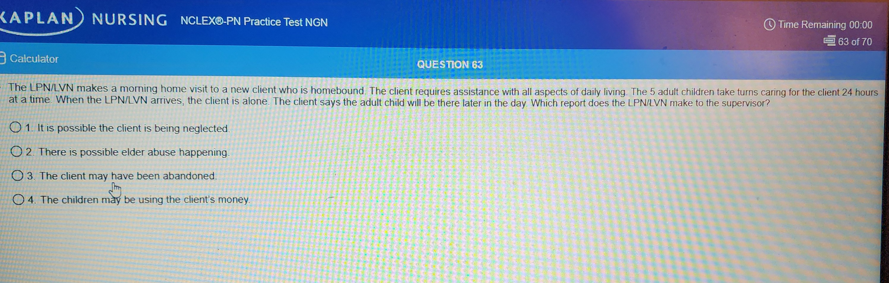 Solved The LPN/LVN makes a moming home visit to a new client | Chegg.com
