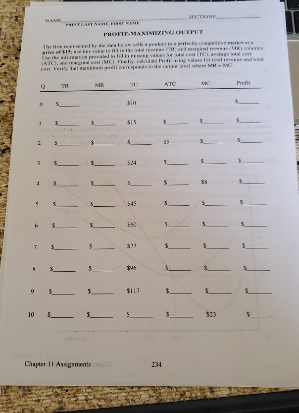 Solved NAME SECTION PRINT LANT NAME, FIRST NAME | Chegg.com