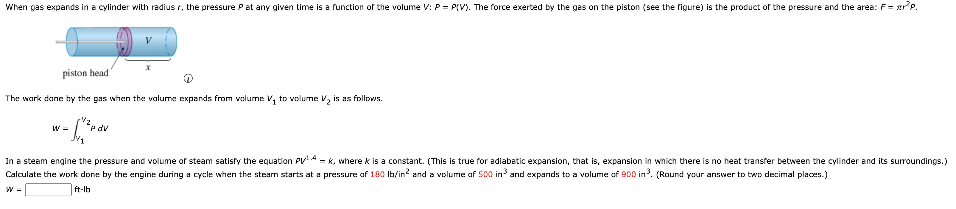Solved The work done by the gas when the volume expands from | Chegg.com