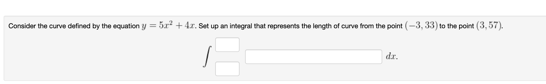 Solved Consider the curve defined by the equation y=5x2+4x. | Chegg.com