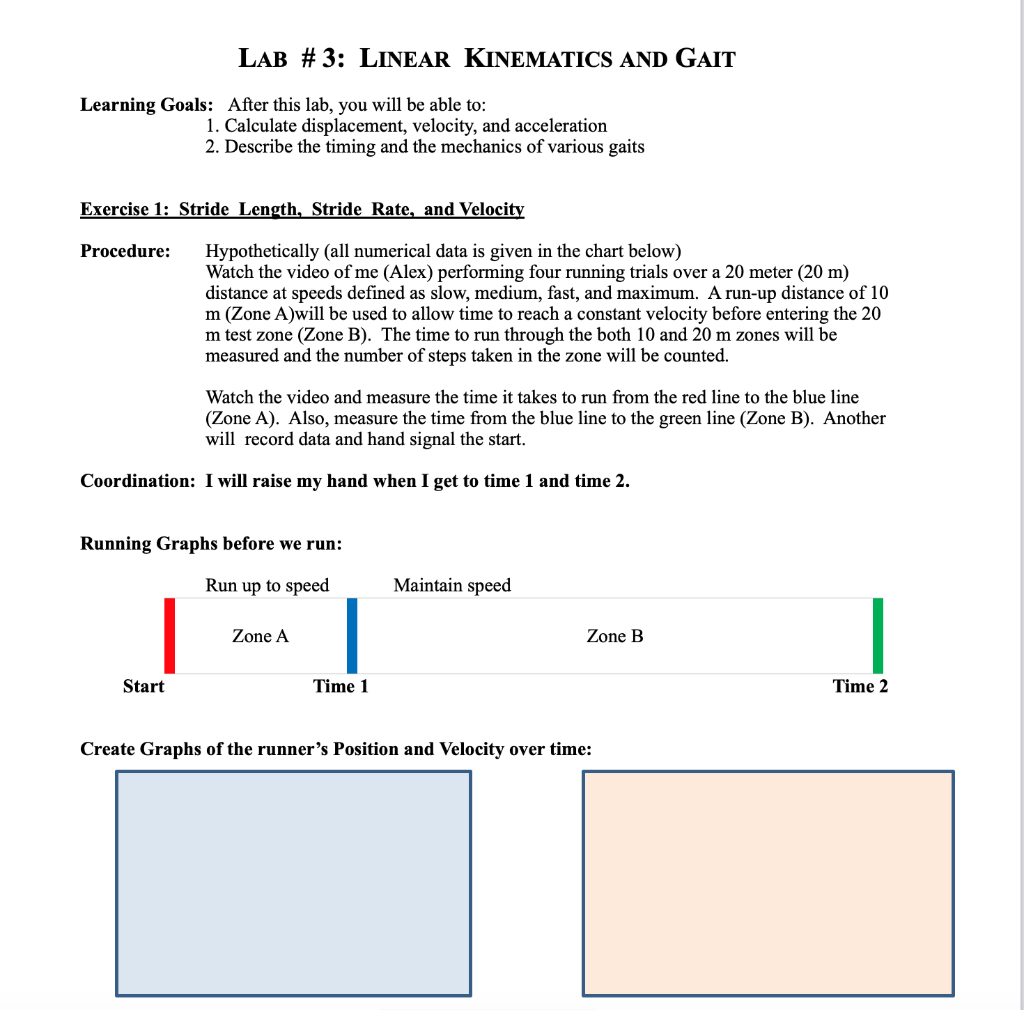 Solved LAB # 3: LINEAR KINEMATICS AND GAIT Learning Goals: | Chegg.com